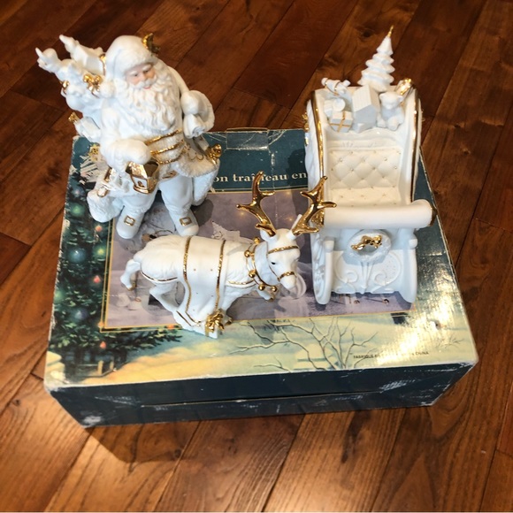 traditions | Accents | Traditions White And Gold Porcelain Santa With ...